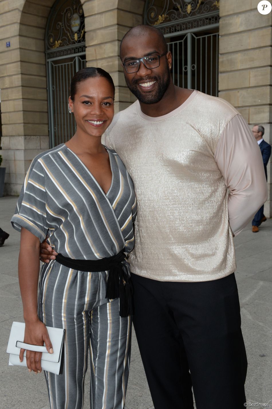 Teddy Riner et sa compagne Luthna à l'inauguration de la boutique ...