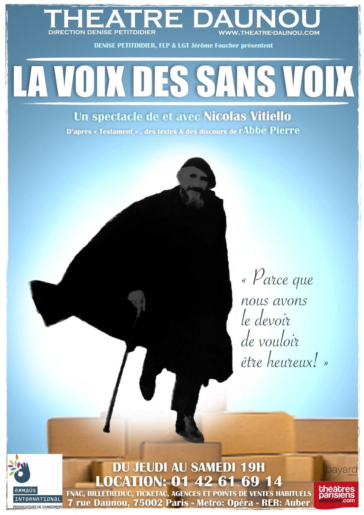Photo : La voix des sans voix de et avec Nicolas Vitiello, au Théâtre ...