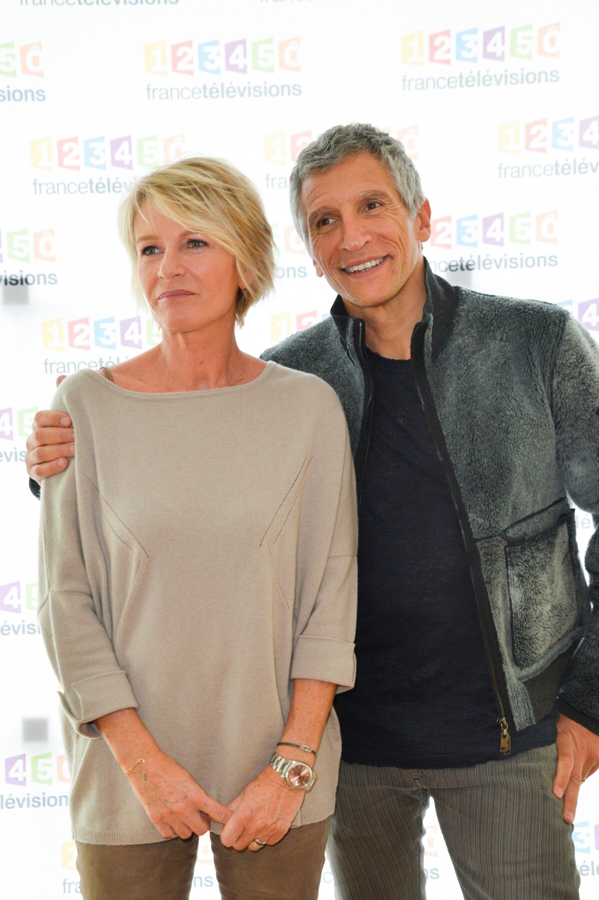 Photo : Sophie Davant et Nagui à la conférence de presse du Téléthon 2016 dans les locaux de ...