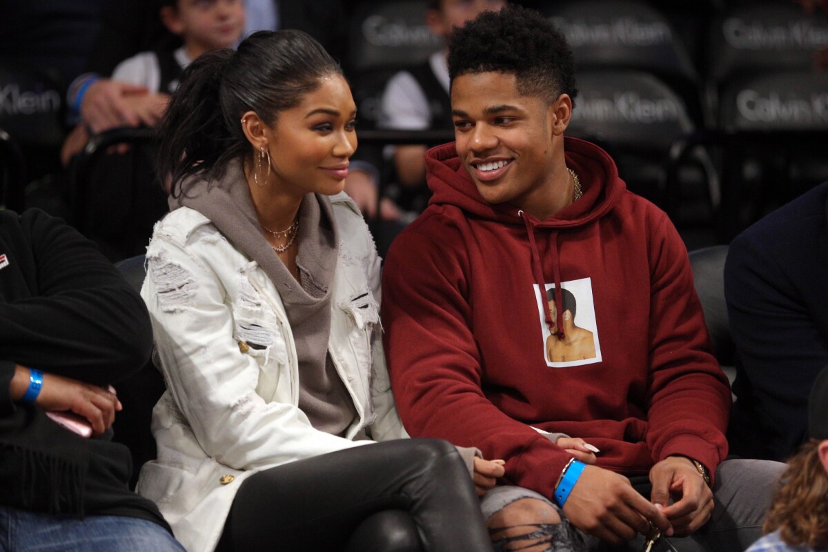 Photo : Chanel Iman et Sterling Shepard devant le match de NBA entre ...