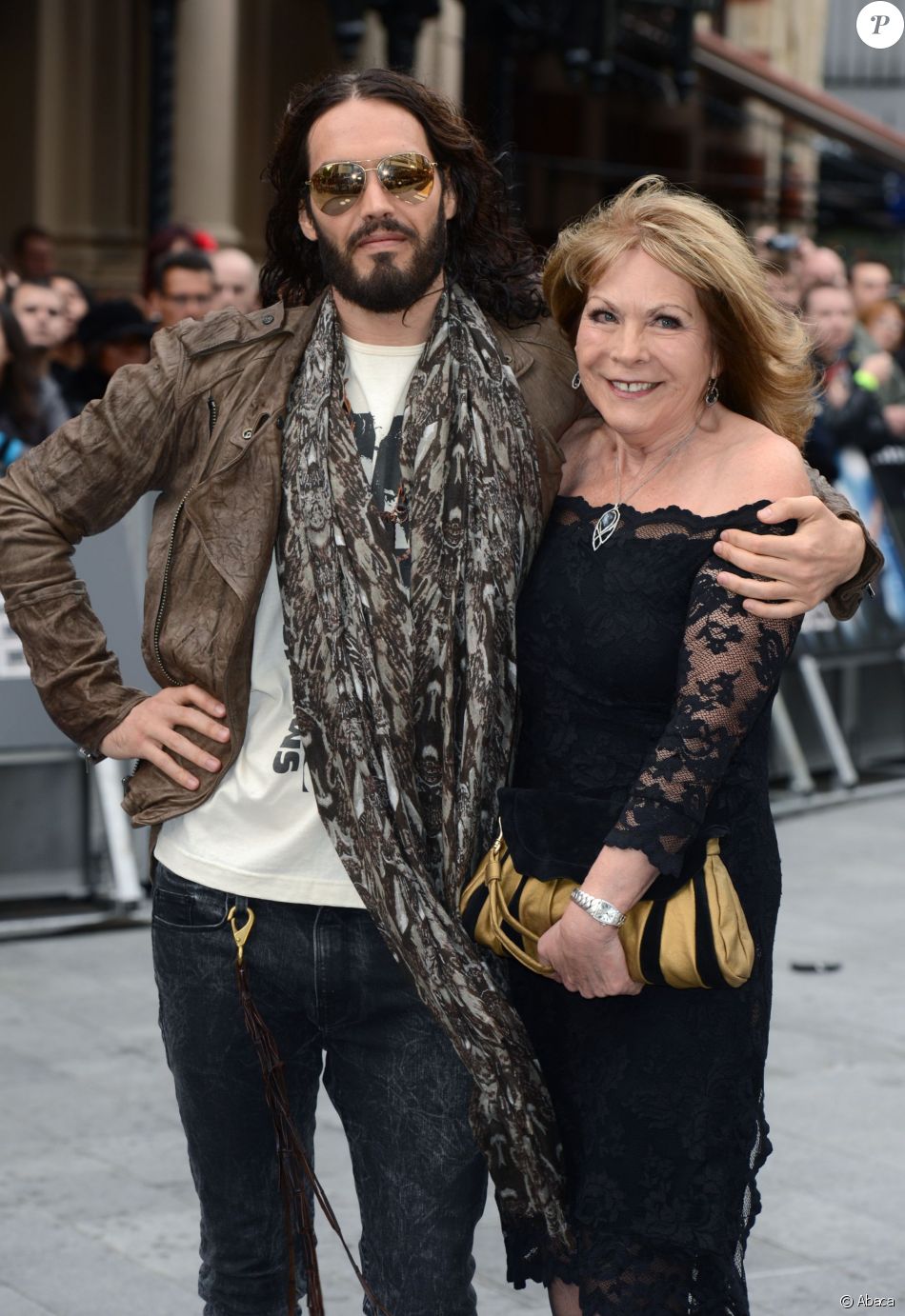 Russell Brand and mother arriving at the European Premiere of Rock of ...