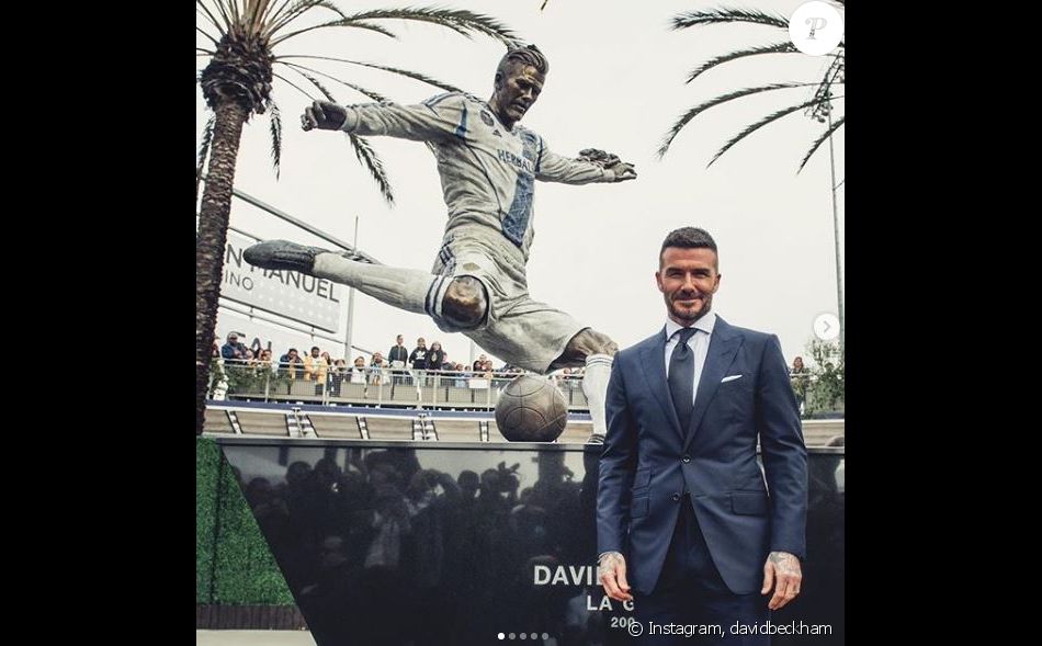 David Beckham a inauguré sa statue devant le stade du Los Angeles ...