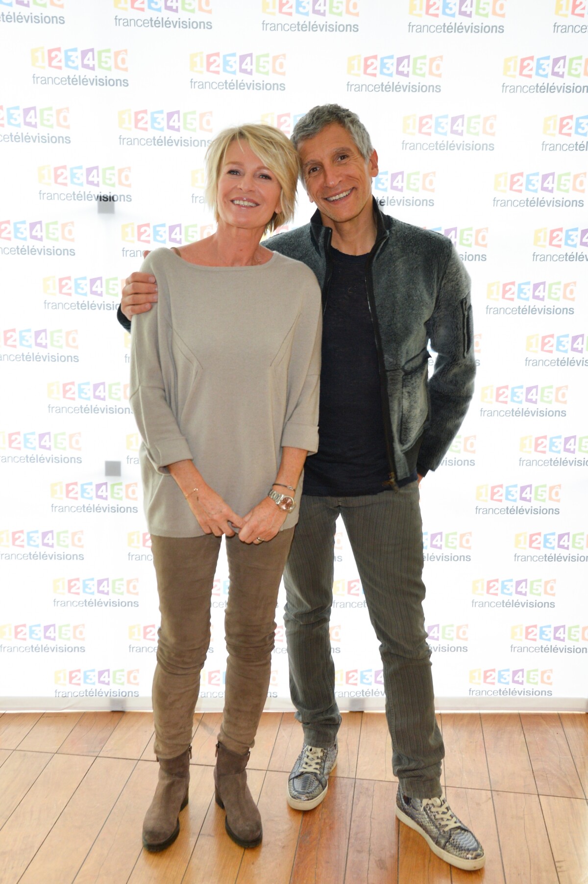 Photo : Sophie Davant et Nagui à la conférence de presse du Téléthon 2016 dans les locaux de ...