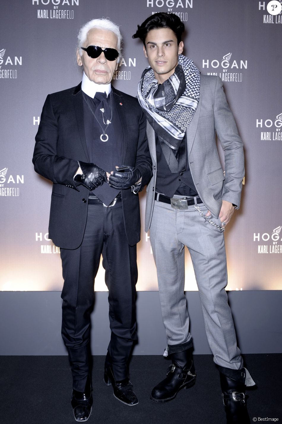 Karl Lagerfeld et Baptiste Giabiconi le 2 octobre 2010 à Paris ...