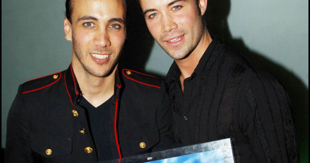 Emmanuel Moire et Merwan Rim après la dernière représentation du Roi ...