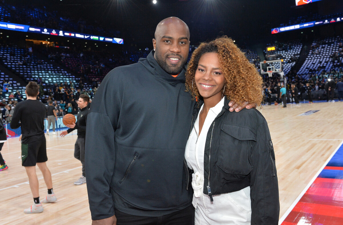 Photo : Teddy Riner et sa compagne Luthna Plocus au match de NBA Game ...