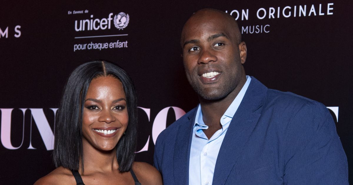 Teddy Riner et sa femme Luthna Plocus au photocall de la soirée Unis ...