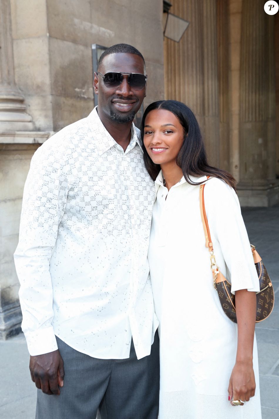 Omar Sy et sa fille Selly lors du défilé de mode Homme printemps-été ...