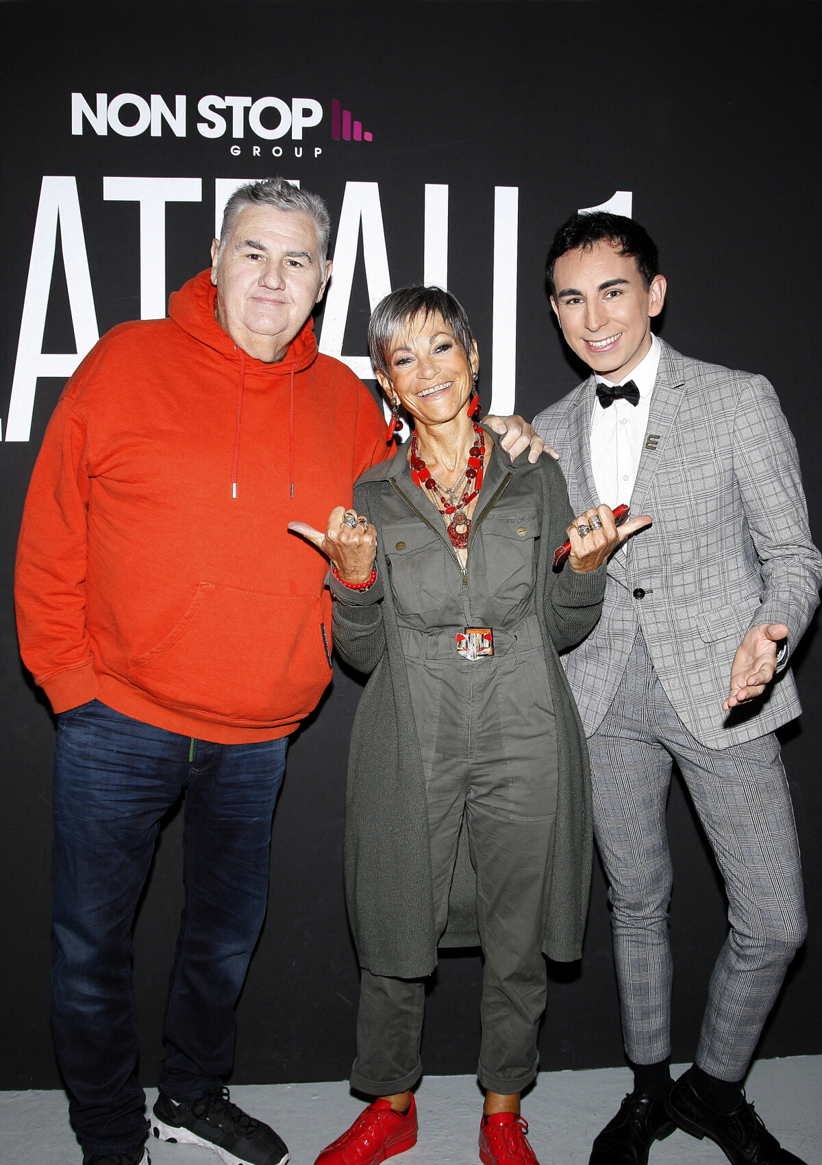Photo : Pierre Ménès, Isabelle Morini Bosc et Jordan De Luxe lors de l'enregistrement de l ...