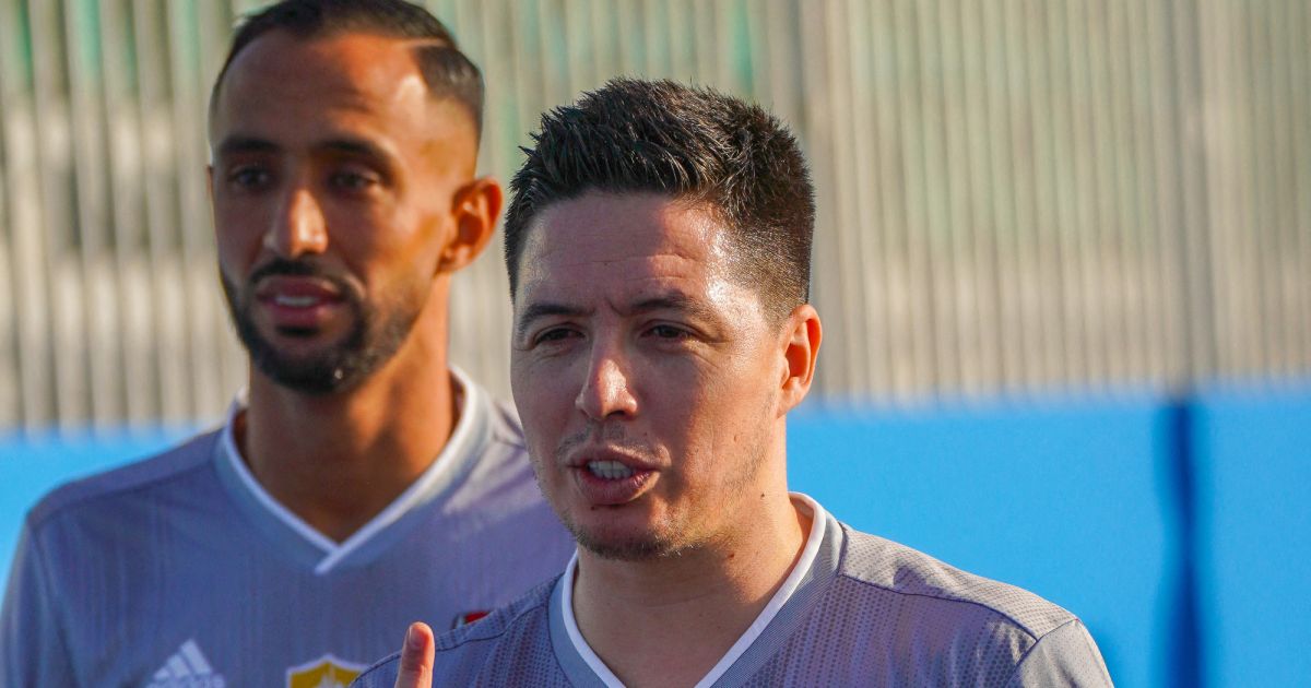 Mehdi Benatia et Samir Nasri lors du tournoi de football UAE All Stars lors de l'expo ...