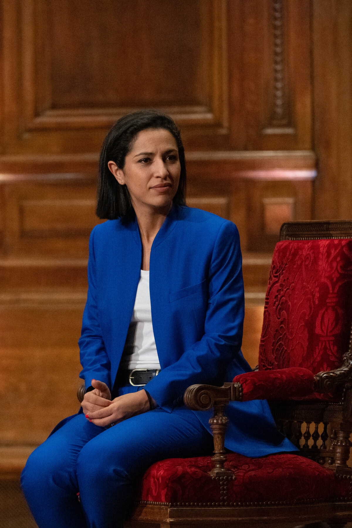 Photo : Sarah El Haïry à l'université de la Sorbonne à Paris, France ...
