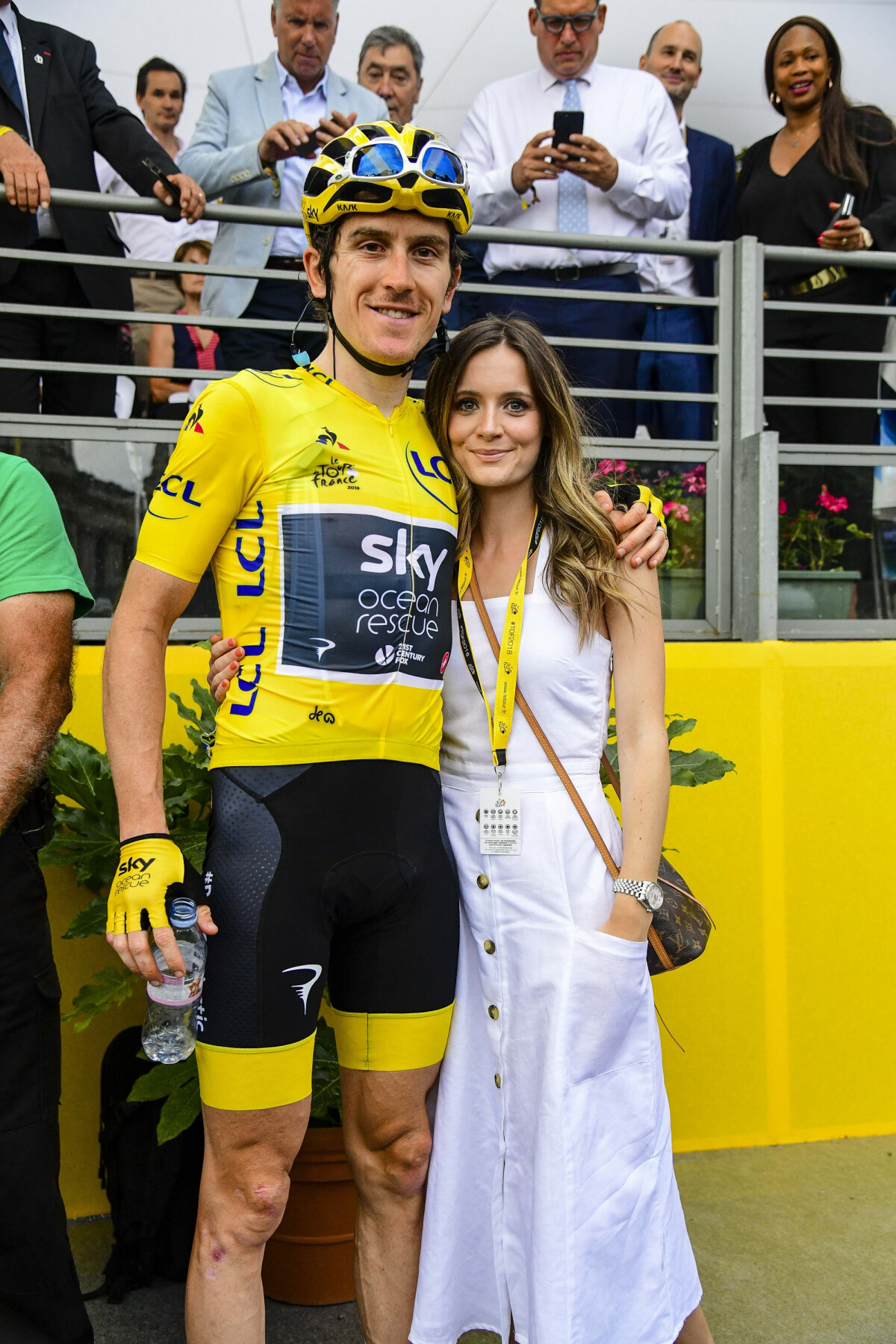 Photo : Geraint Thomas (GBR-Sky) et sa femme Sara Elen Thomas - Arrivée ...