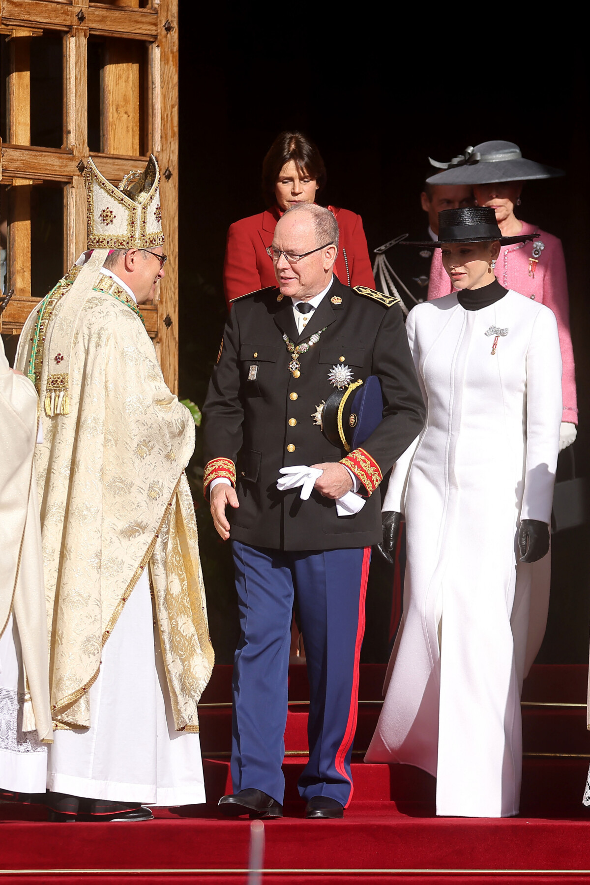 Photo : Mgr Dominique-Marie David archevêque de Monaco, le prince Albert II de Monaco, la ...