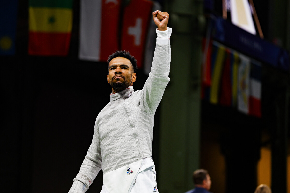Photo : Boladé Apithy pendant les épreuves de sabre aux Jeux olympiques ...