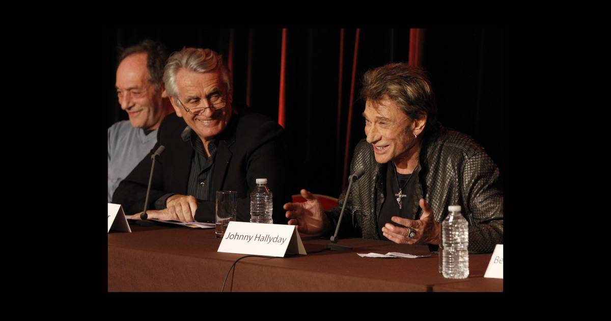 Gilbert Coullier et Johnny Hallyday à la conférence de presse de sa ...