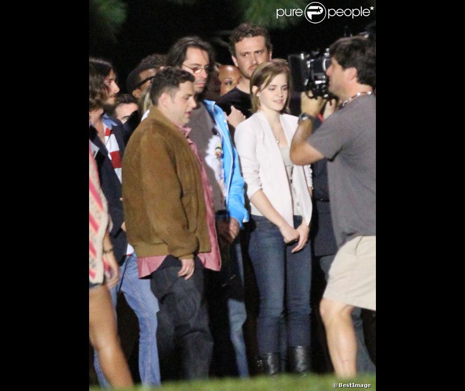 Jonah Hill, Emma Watson et Jason Segel sur le tournage de la comédie ...