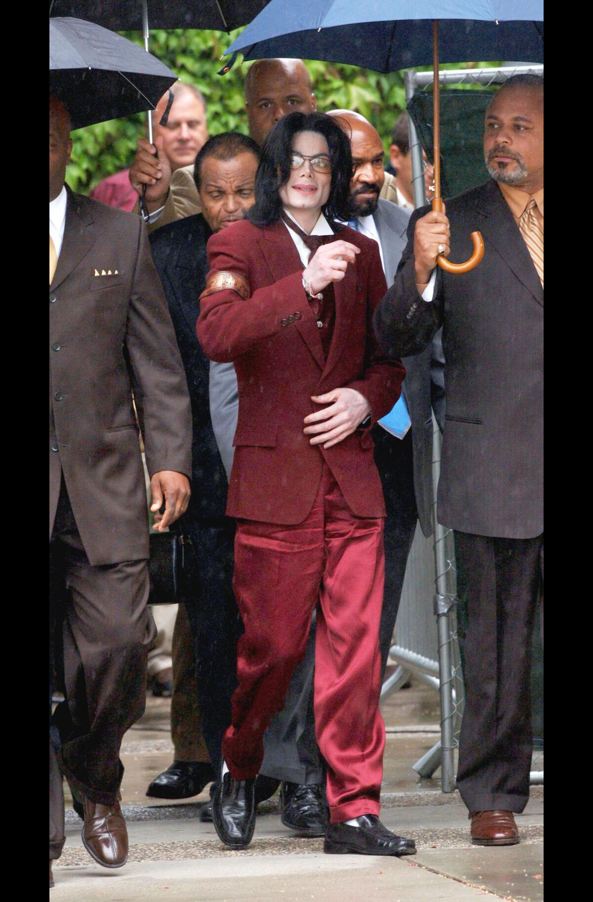 Photo : Michael Jackson lors de son procès à Santa Maria, le 27 avril ...
