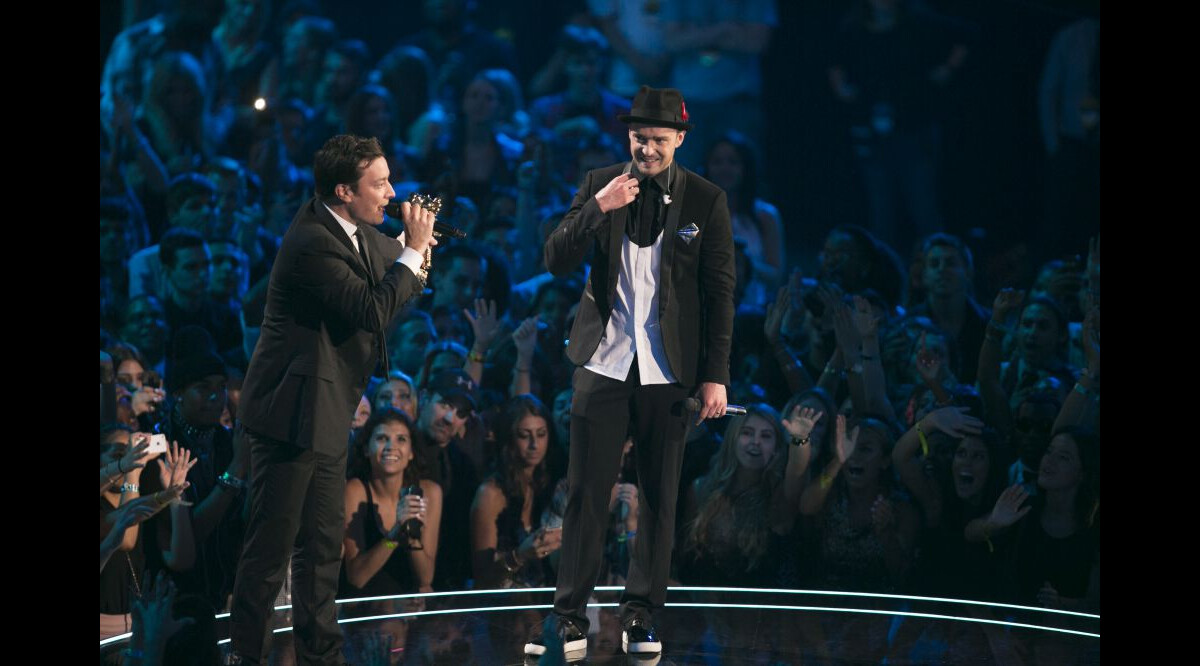 Photo : Jimmy Fallon et Justin Timberlake sur la scène des MTV Video ...