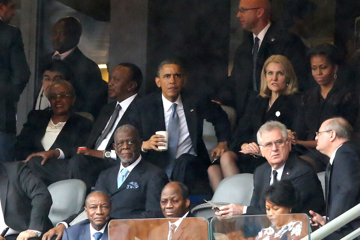 Photo : David Cameron, Helle Thorning-Schmidt et Barack Obama ...