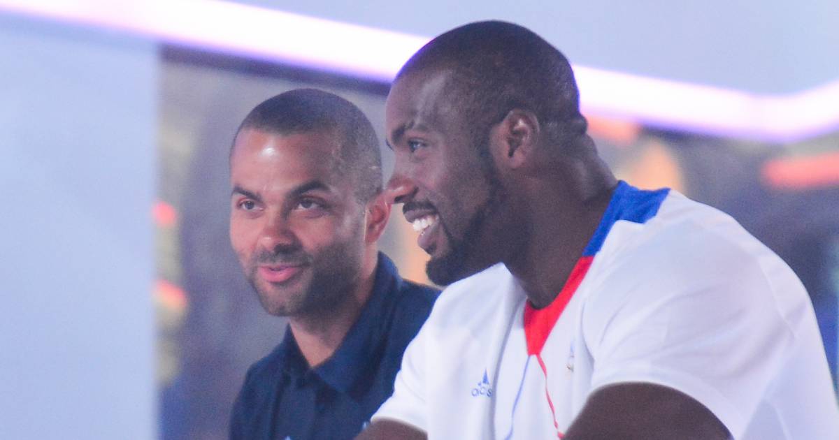 Teddy Riner et Tony Parker à Londres, le 26 juillet 2012. - Purepeople