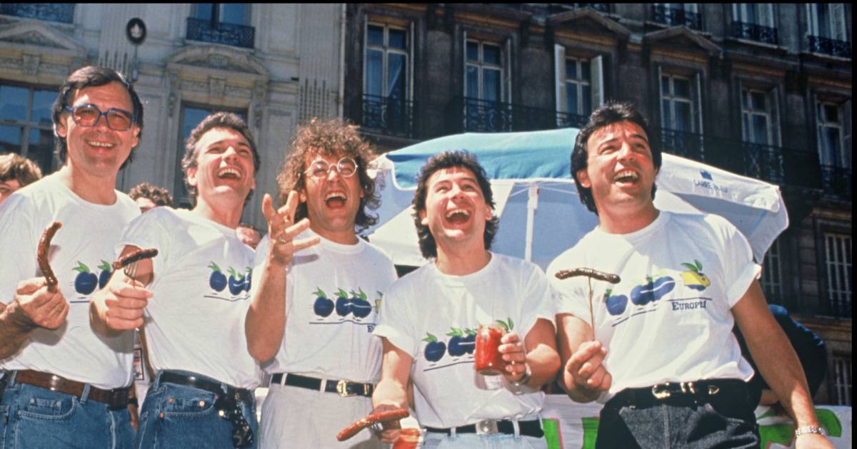 Les Musclés en 1990 : Eric Bouad, René Morizur, Rémy Sarrazin Bernard ...