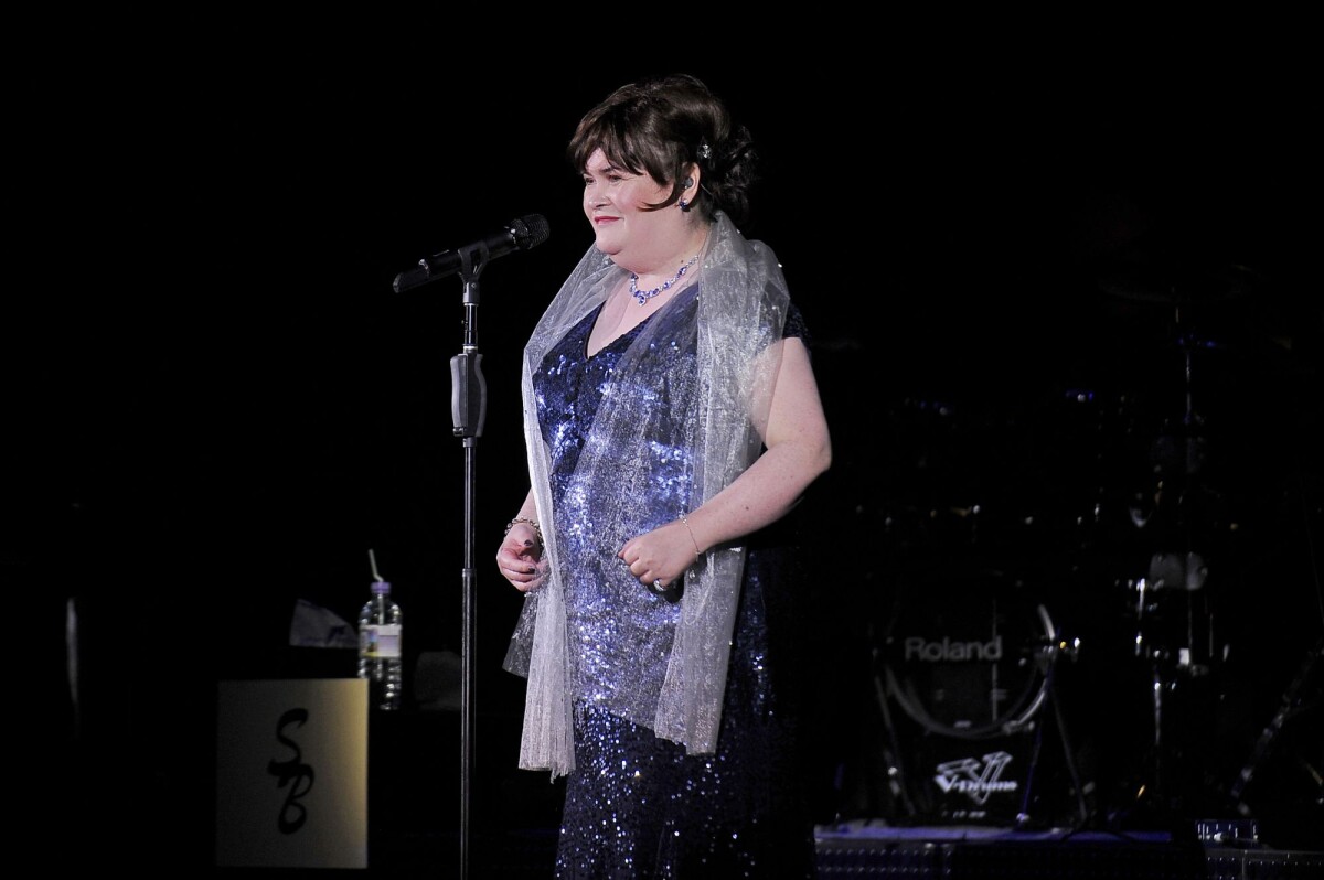 Photo : Susan Boyle en concert à Londres, le 6 avril 2014. - Purepeople