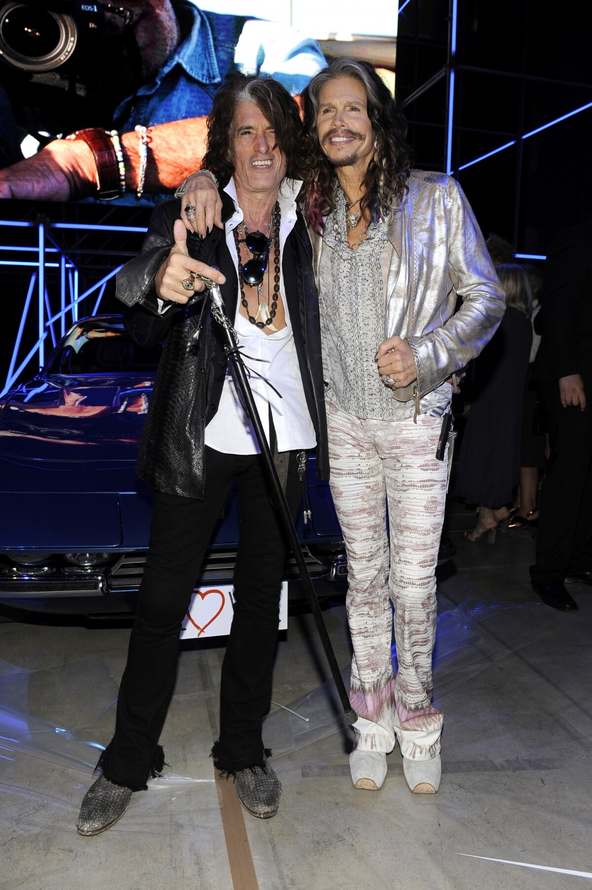 Photo : Joe Perry , Steven Tyler au défilé Roberto Cavalli collection ...