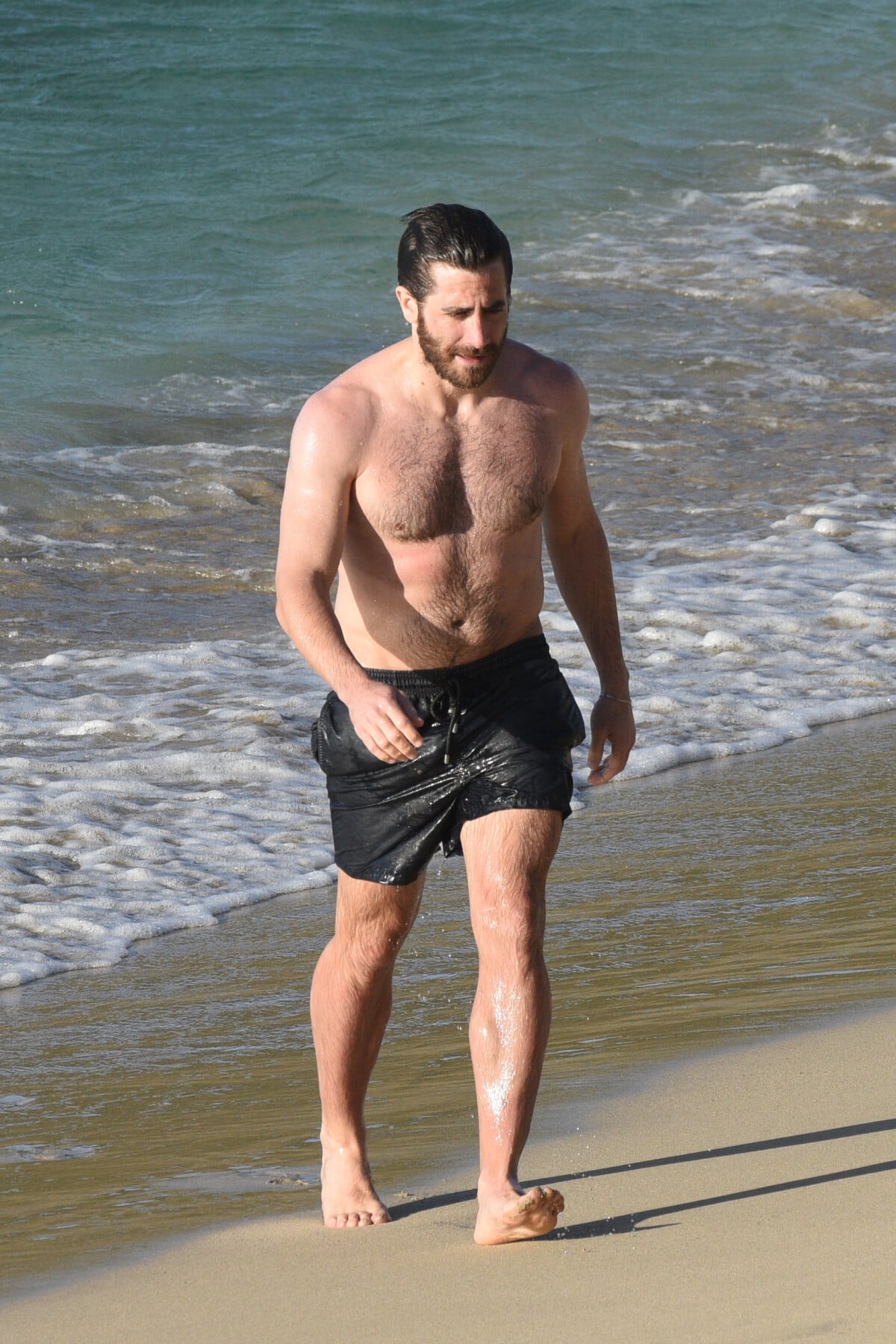 Photo : Jake Gyllenhaal sur la plage de Colombier à St Barth, le 1er ...