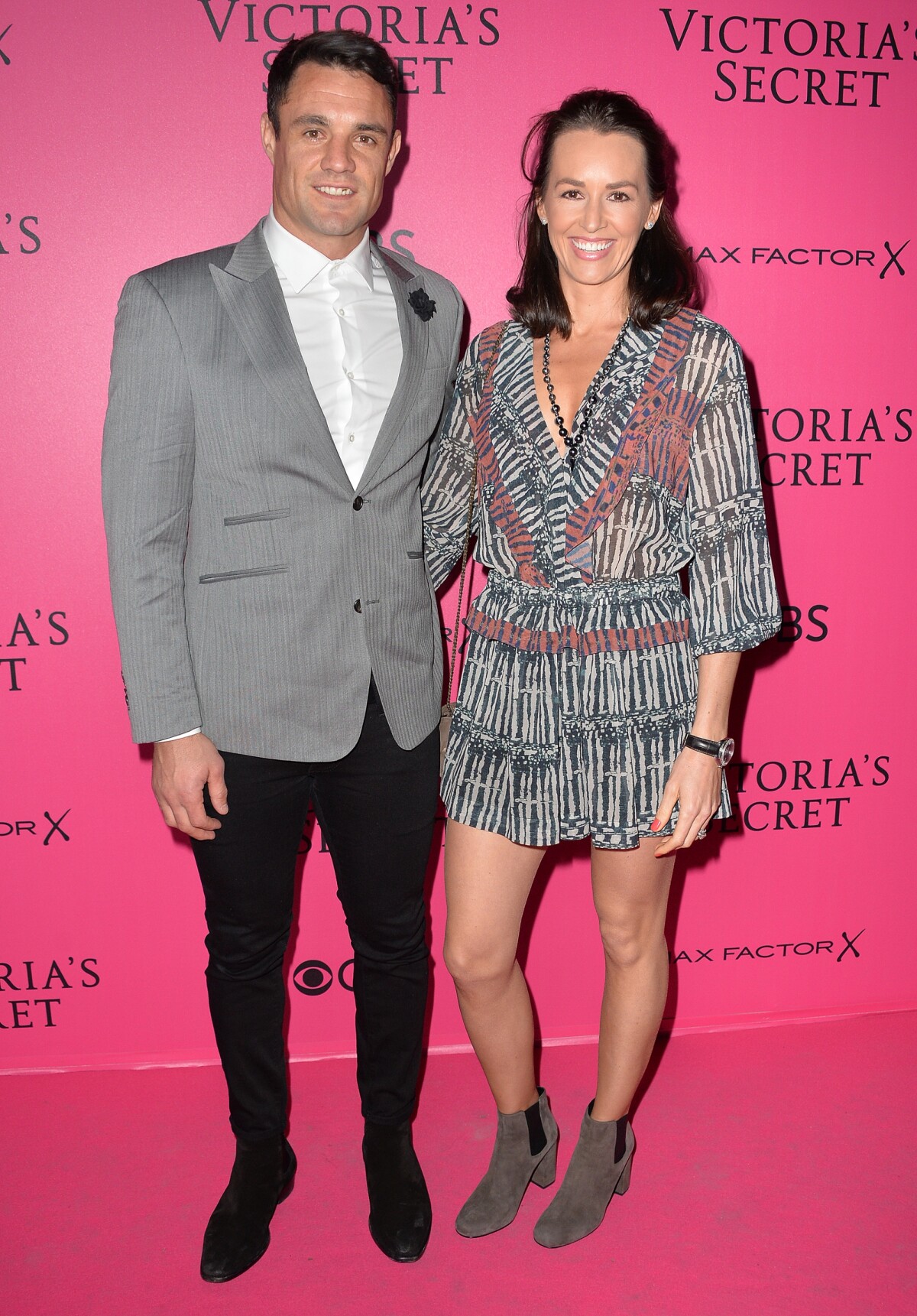 Photo : Dan Carter et sa femme Honor lors du photocall du Victoria's ...