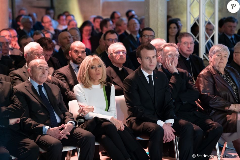Le président de la République française Emmanuel Macron, sa femme la ...