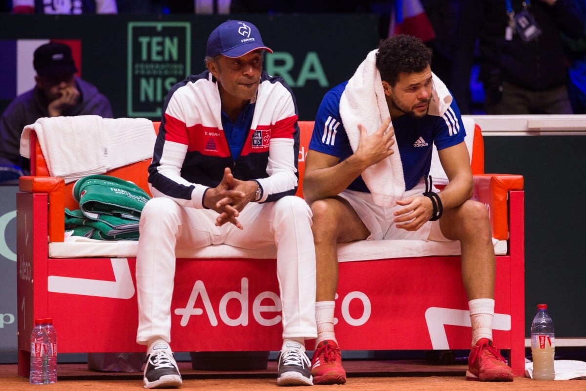 Photo : Jo-Wilfried Tsonga et Yannick Noah lors du match de finale de ...