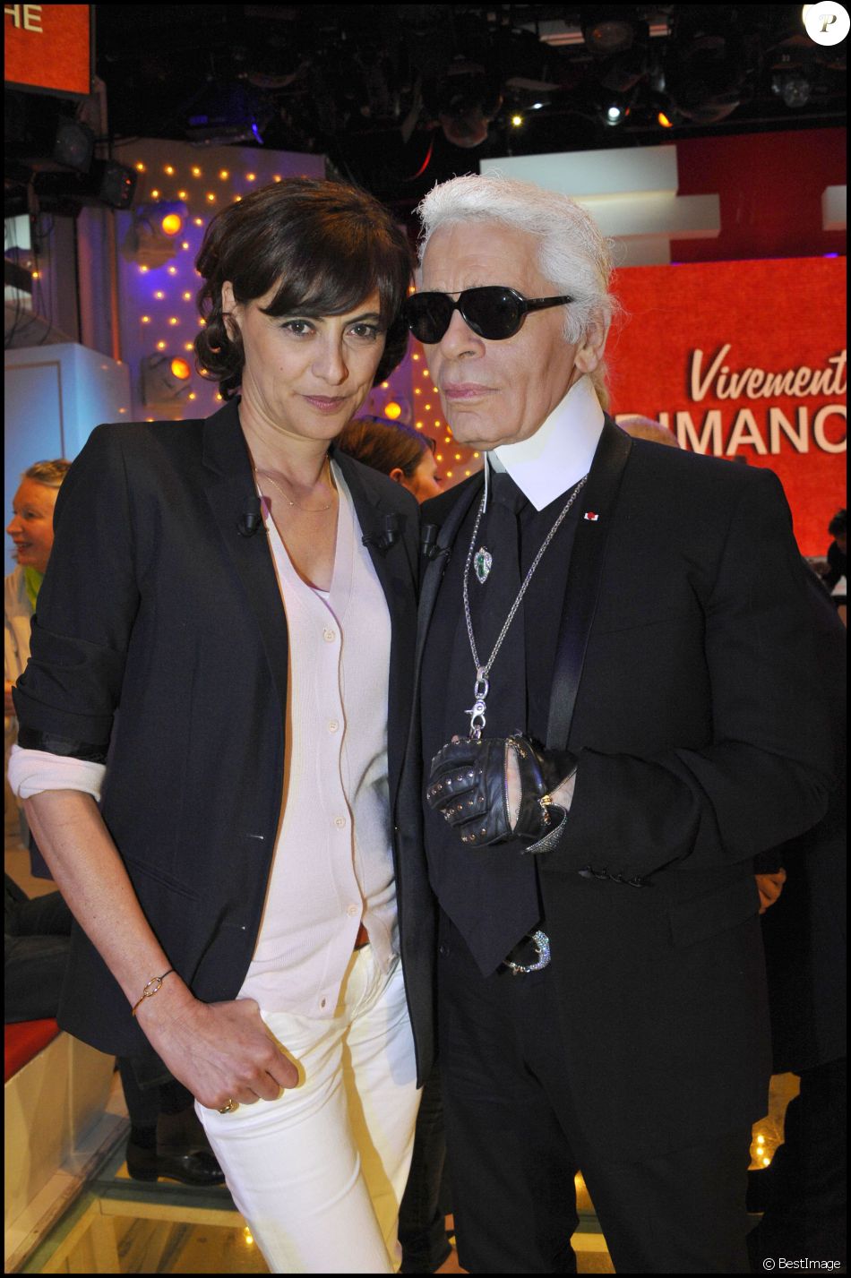 Inès de la Fressange et Karl Lagerfeld sur le plateau de Vivement ...