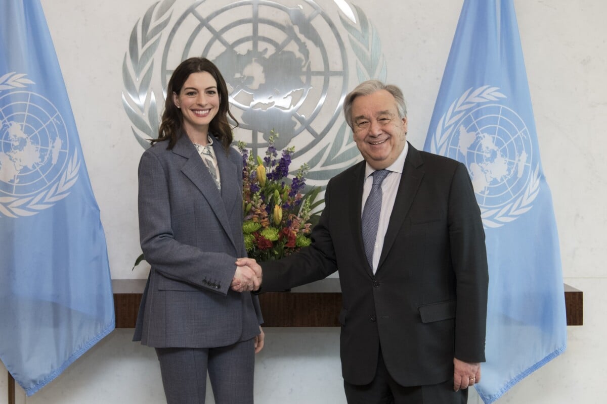 Photo : Anne Hathaway, ambassadrice de bonne volonté de l'ONU rencontre ...