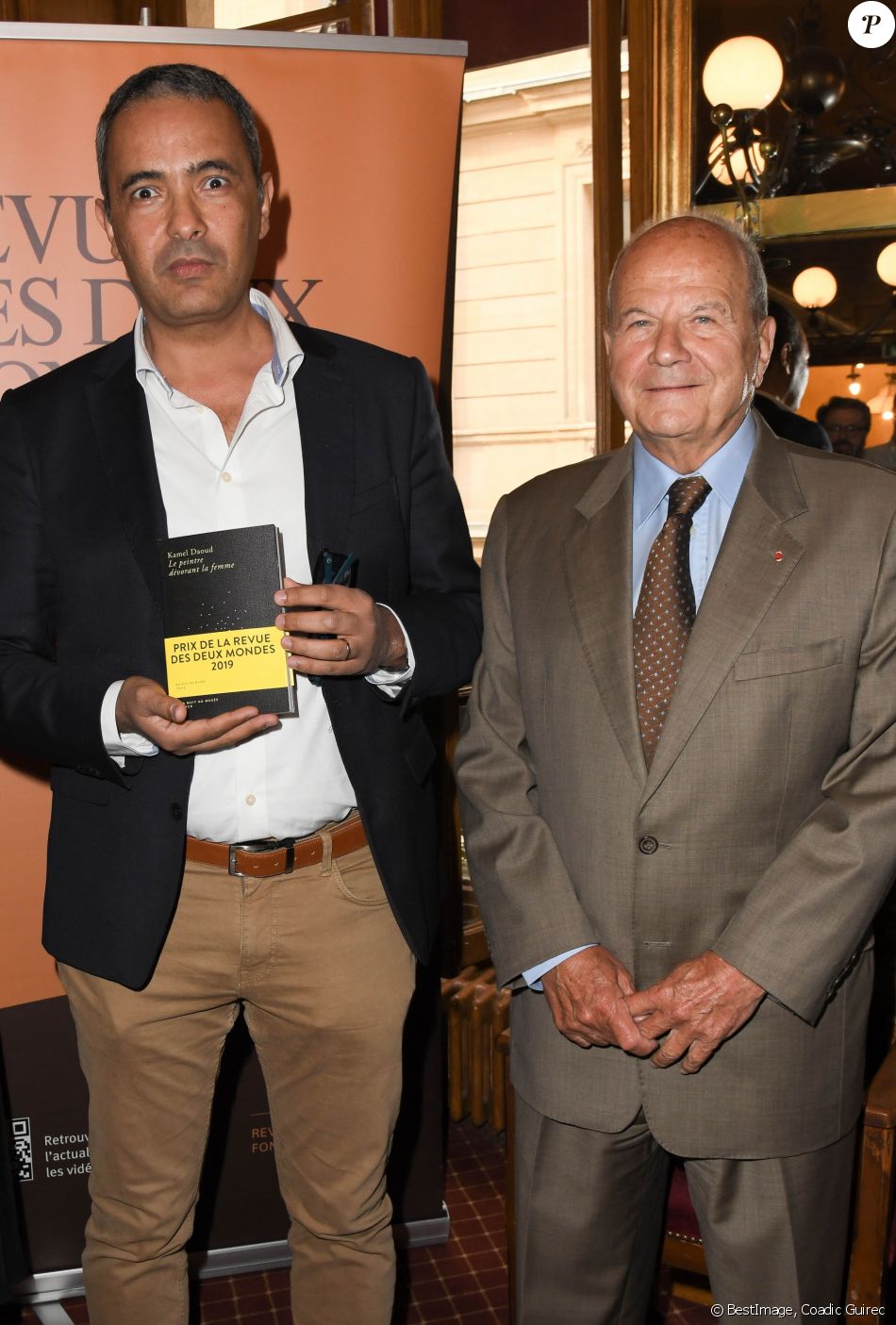 Marc Ladreit de Lacharrière et Kamel Daoud, lauréat pour son livre Le ...