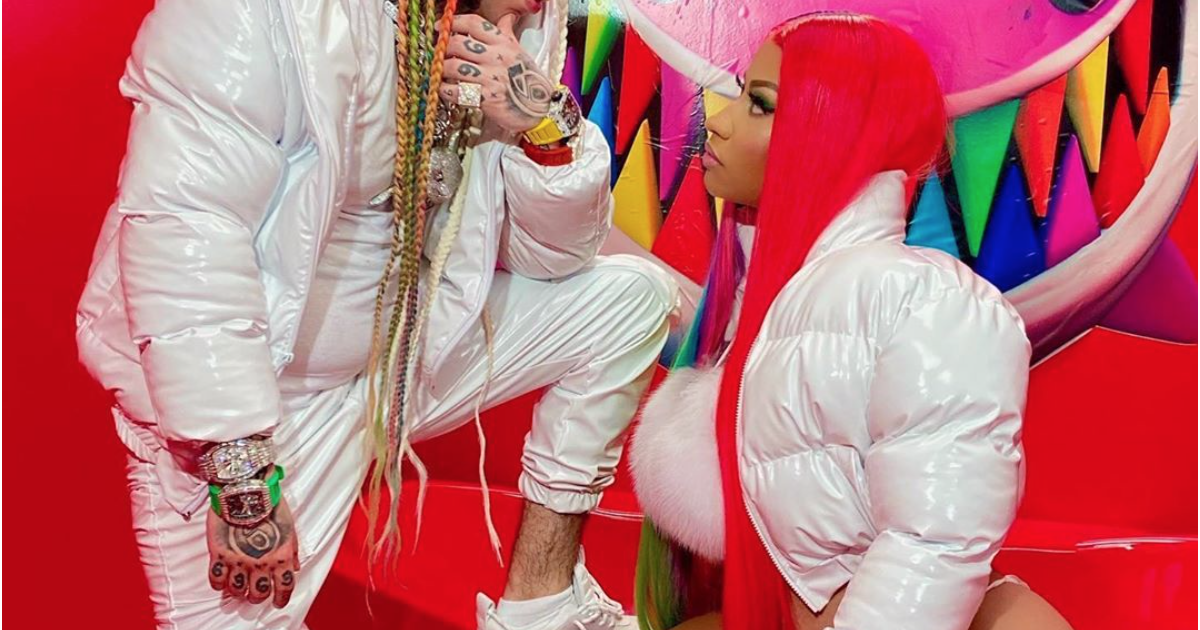 6ix9ine et Nicki Minaj sur le tournage du clip de Trollz. Juin 2020 ...