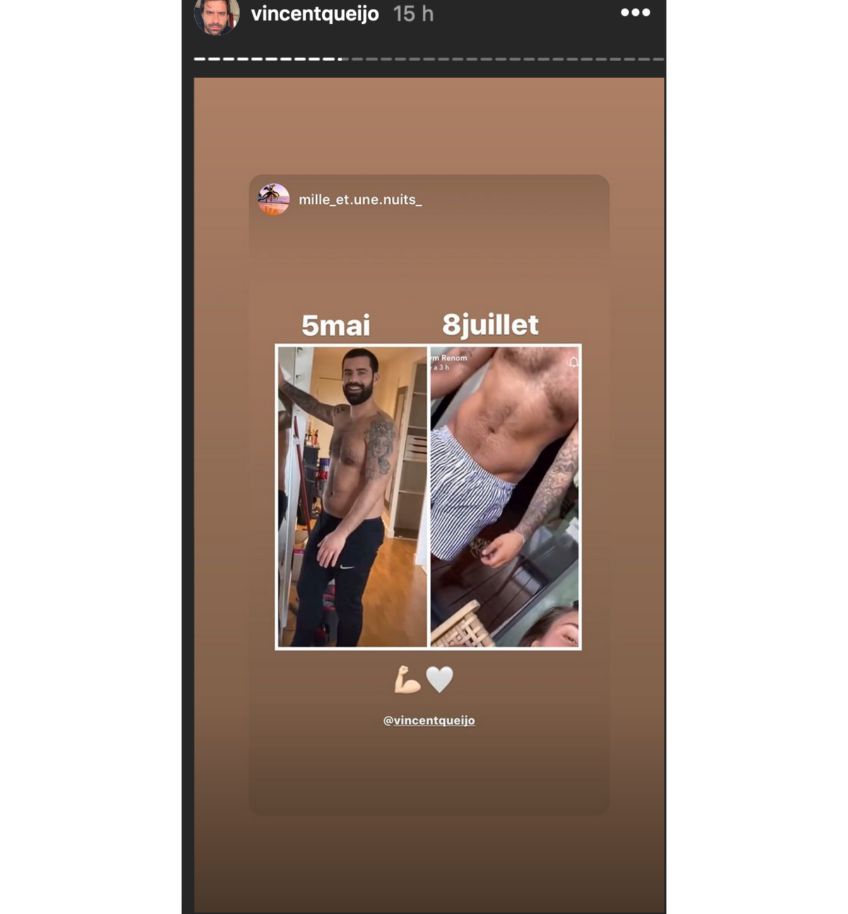 Photo : Vincent Queijo dévoile sa nouvelle silhouette amincie sur ...