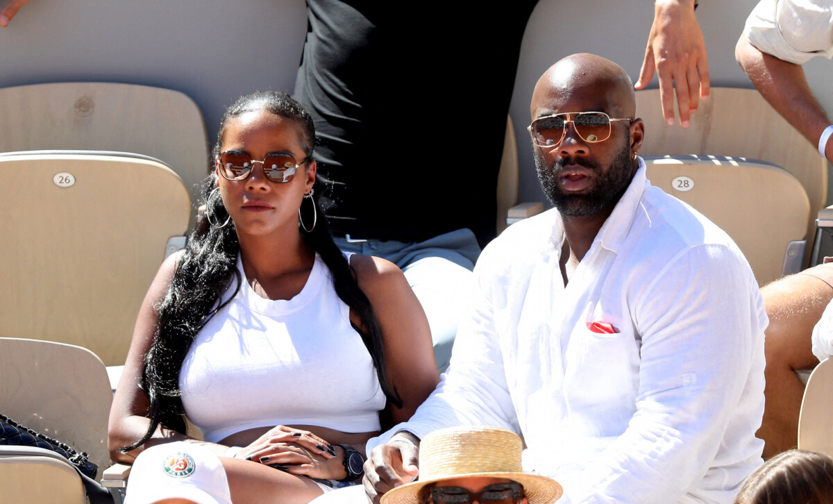 Photo : Teddy Riner et sa femme Luthna Plocus dans les tribunes lors de ...