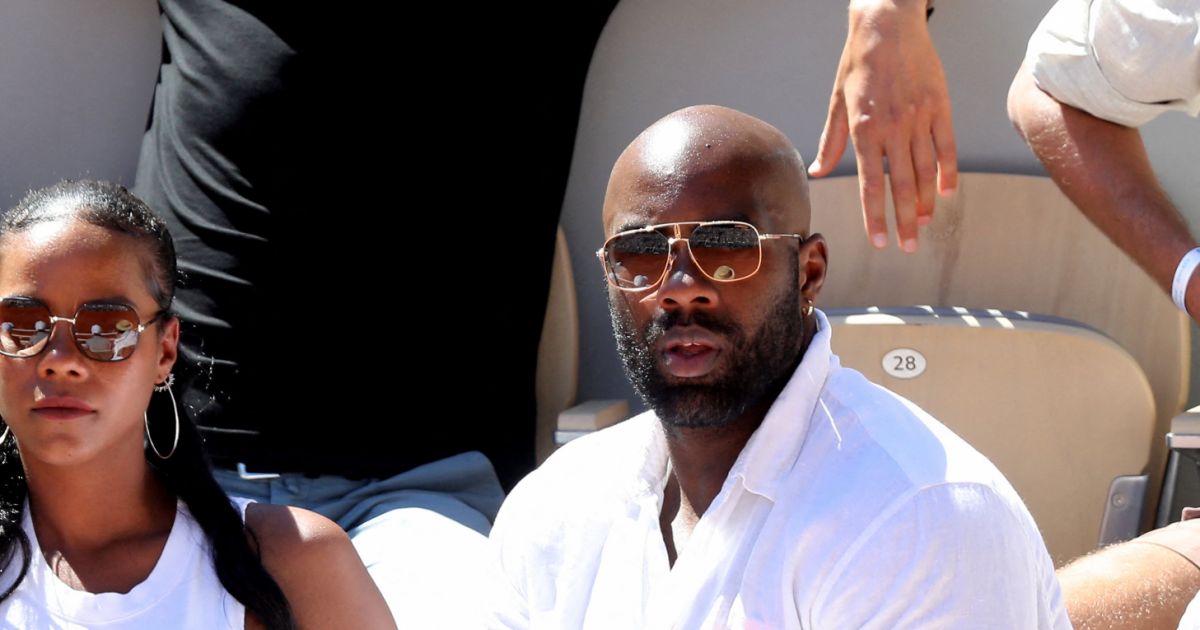 Teddy Riner et sa femme Luthna Plocus dans les tribunes lors de la ...
