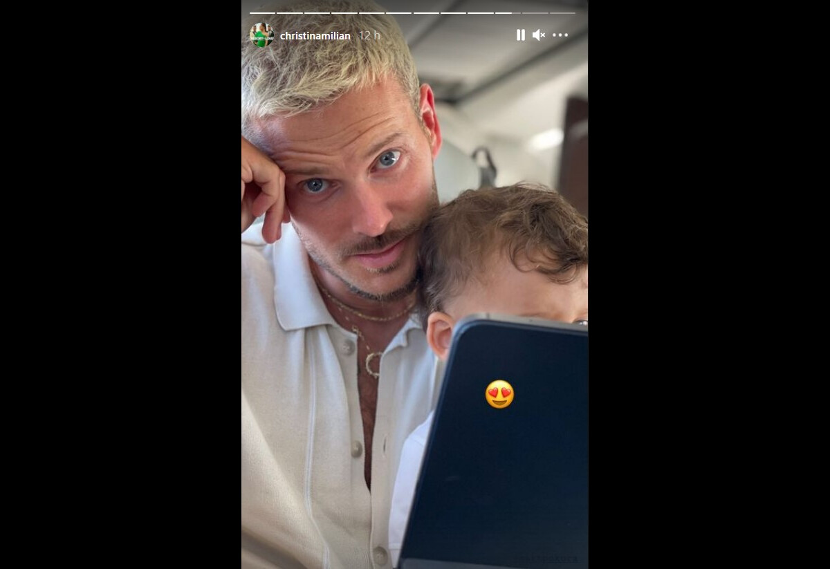 Photo : M. Pokora avec son fils, lors d'un vol en jet privé direction ...