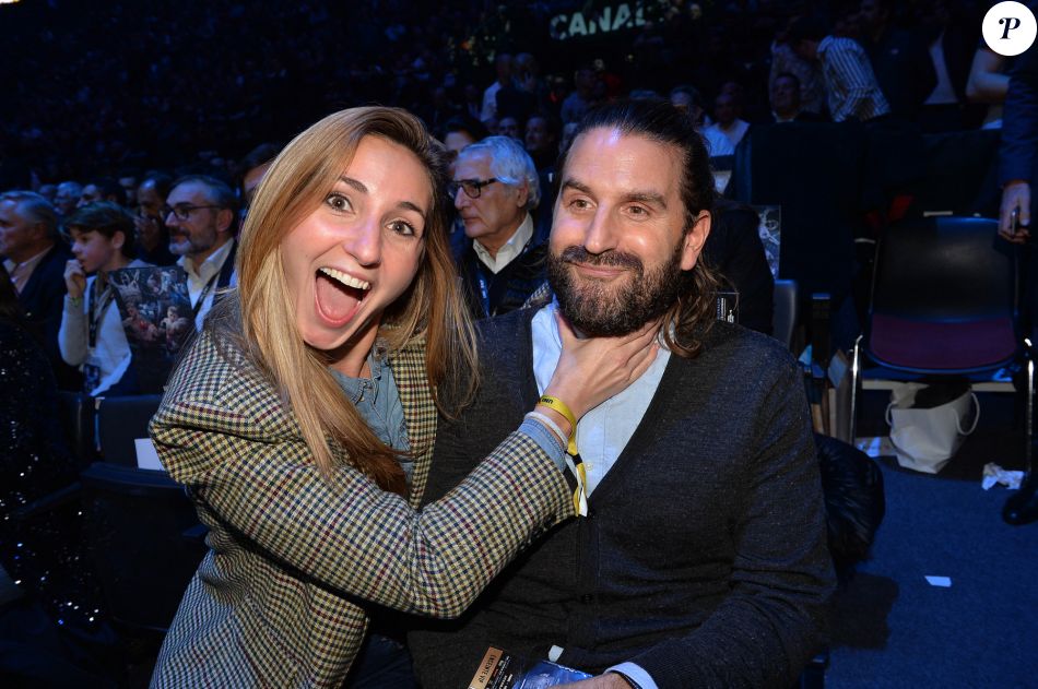 Marie Portolano et son mari Grégoire Ludig lors du gala de boxe Univent ...