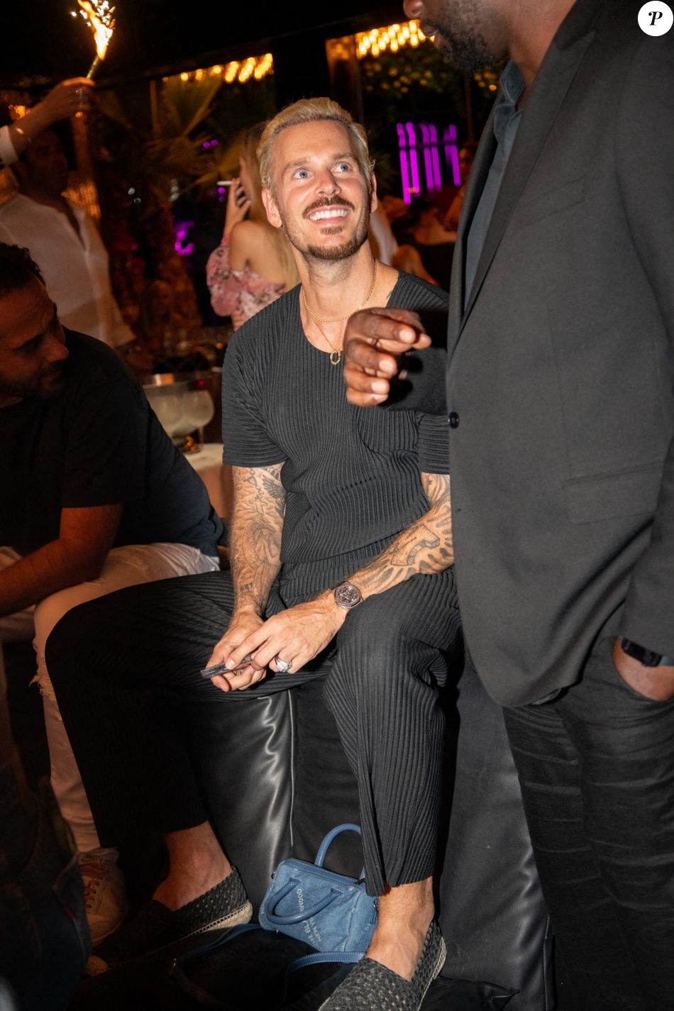 Exclusif - M. Pokora (Matt Pokora) - People dînent au restaurant Gioia ...