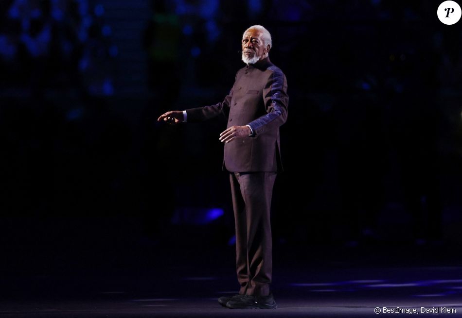 Morgan Freeman lors de la cérémonie d'ouverture de la Coupe du Monde au ...