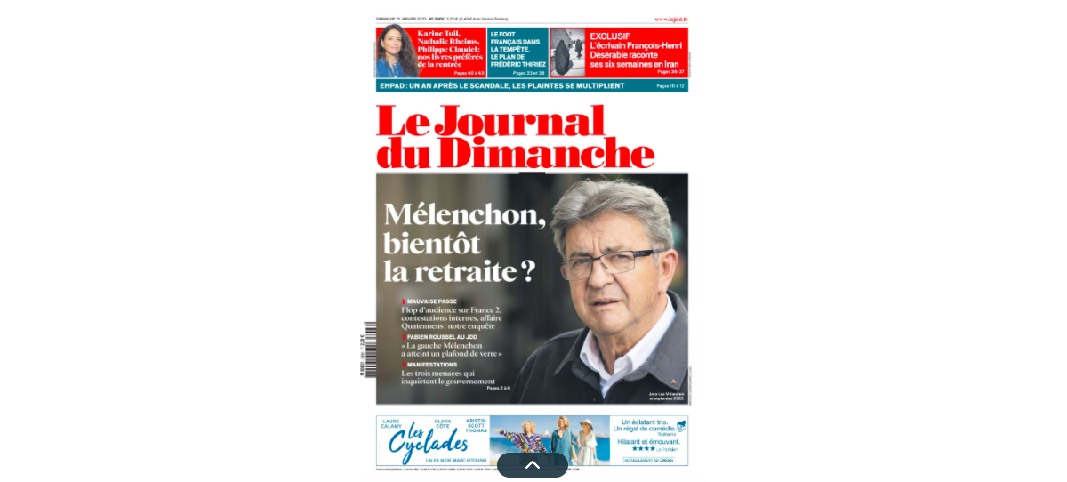 Photo : Couverture du Journal du Dimanche n°3966, paru le 15 janvier ...