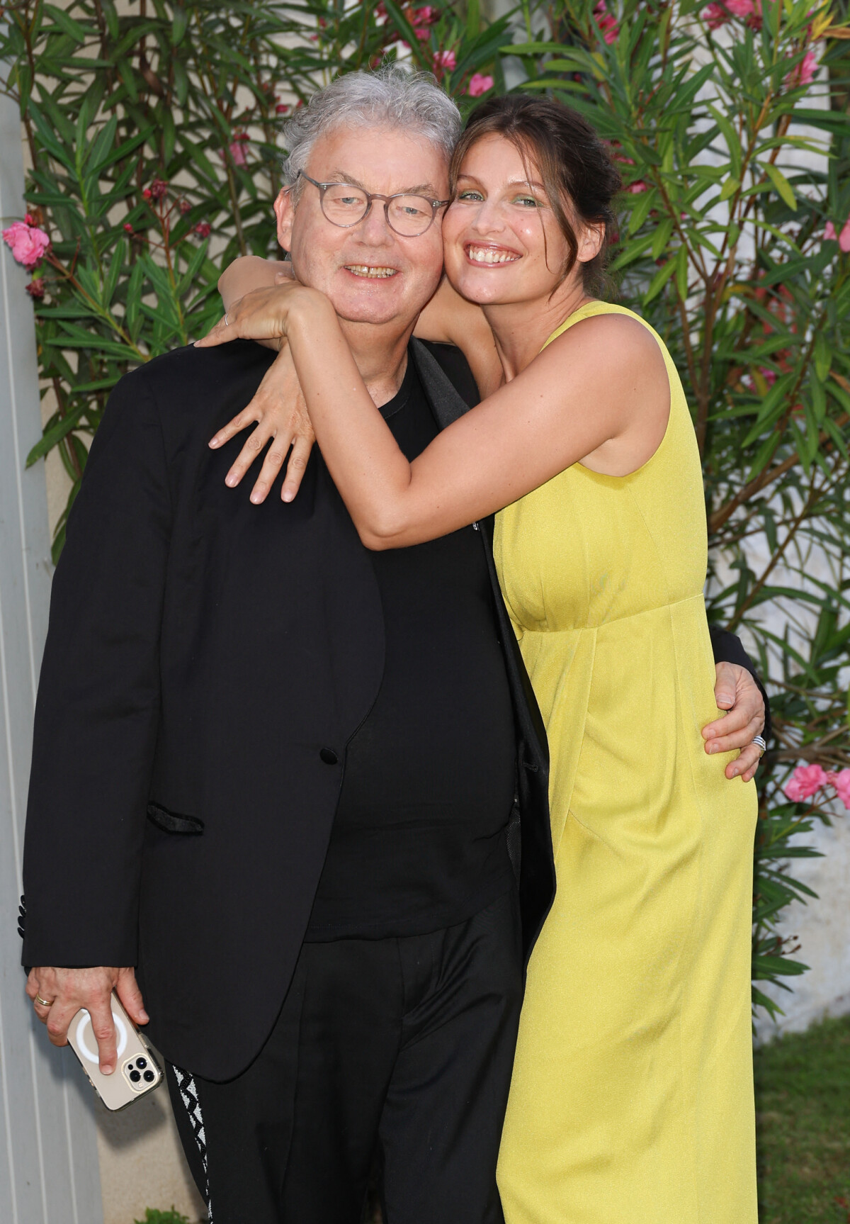 Photo : Dominique Besnehard (fondateur du festival) et Laetitia Casta ...