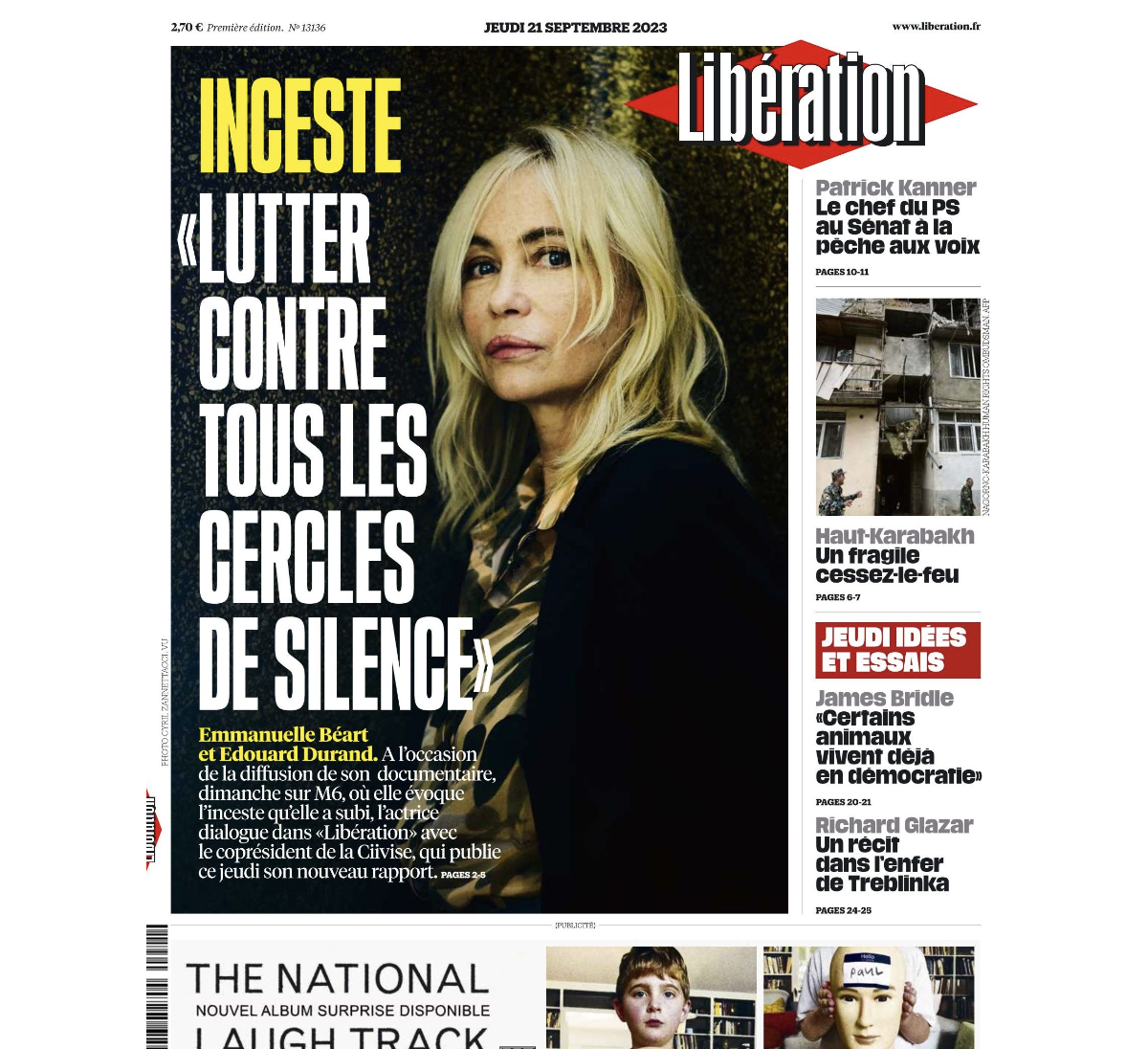 Photo : Libération 21 septembre 2023 - Purepeople