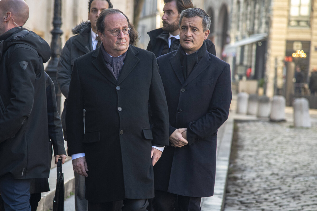 Photo : François Hollande, Gérald Darmanin - Obsèques de Gérard Collomb ...