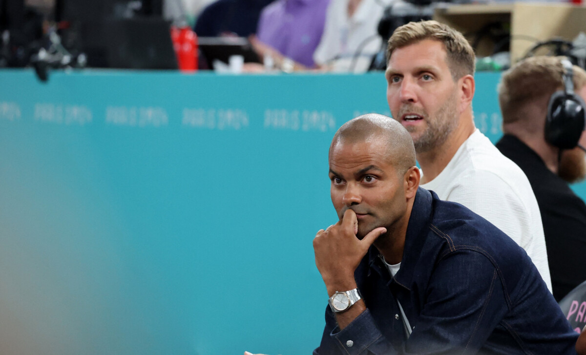 Photo : Tony Parker, Dirk Nowitzki- Les célébrités en tribunes pendant ...