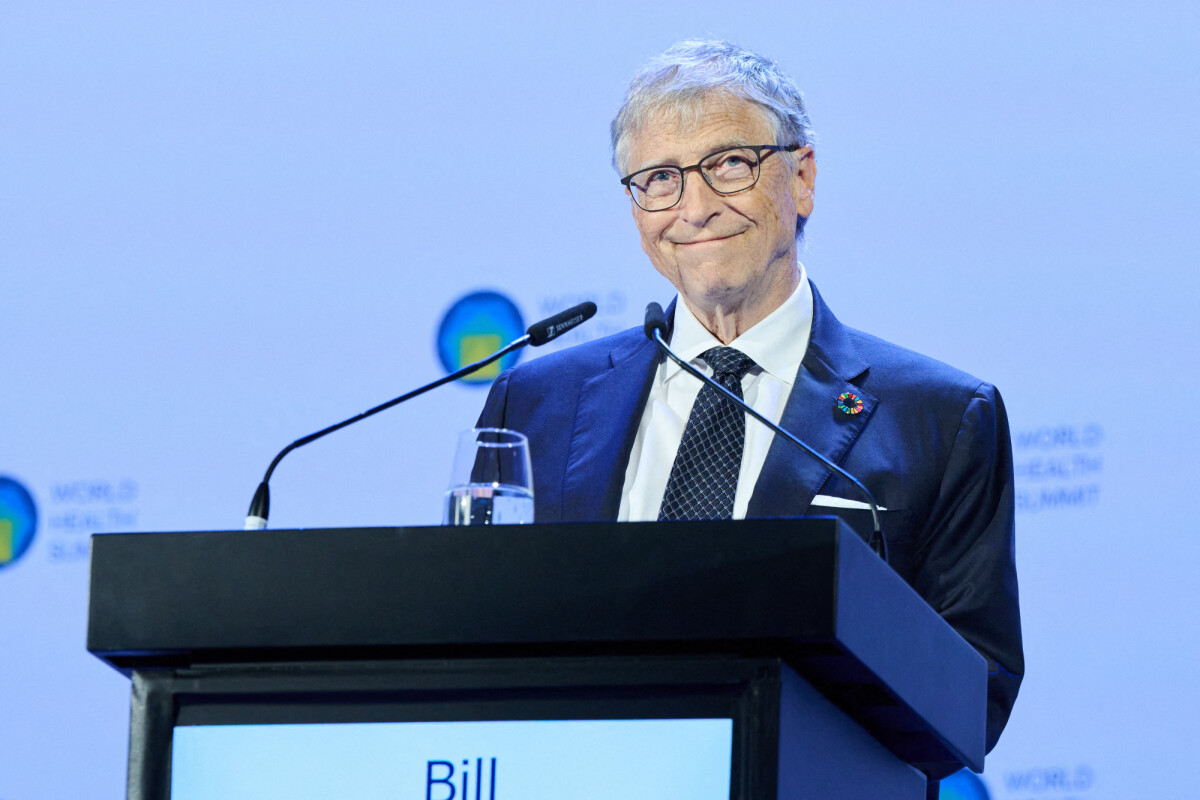 Photo : Berlin : Bill Gates, fondateur de la Fondation Gates, s'exprime ...
