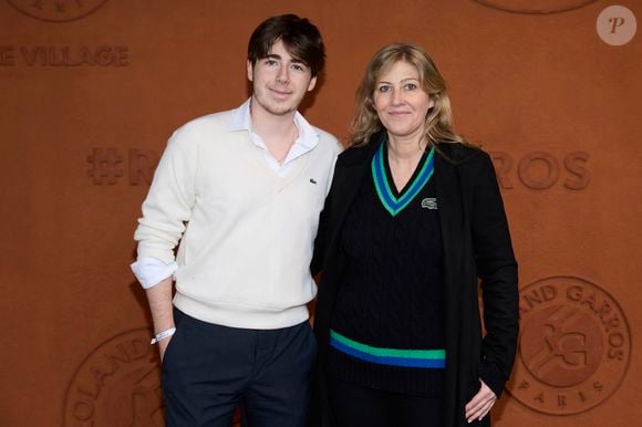 Photo : Amanda Sthers et son fils Oscar Bruel au village (night session) lors des Internationaux ...