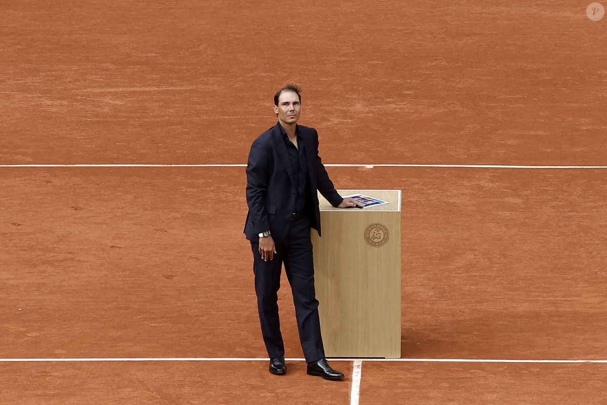 Photo : Cérémonie d'hommage pour Rafael Nadal le 25 mai 2025 à Roland Garros. © Cyril Moreau ...